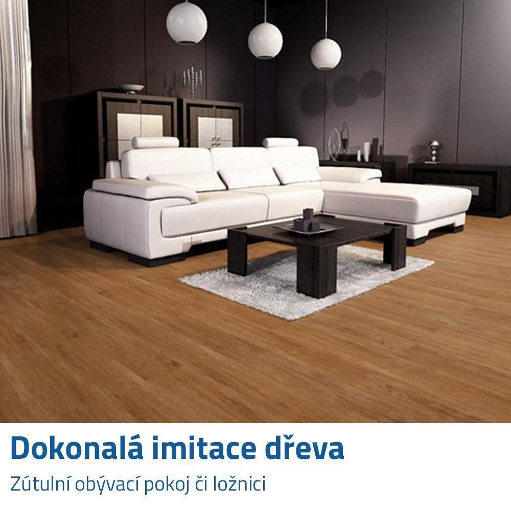 PVC samolepicí dřevěná podlaha - dub tmavý | Darky.cz